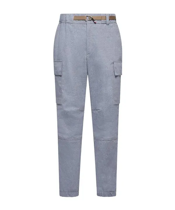 Moncler Logo-patch Belted Cargo Trousers - Light Blue