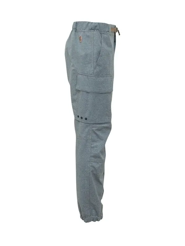 Moncler Logo-patch Belted Cargo Trousers - Light Blue
