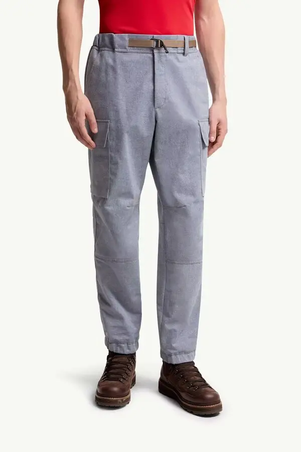 Moncler Logo-patch Belted Cargo Trousers - Light Blue