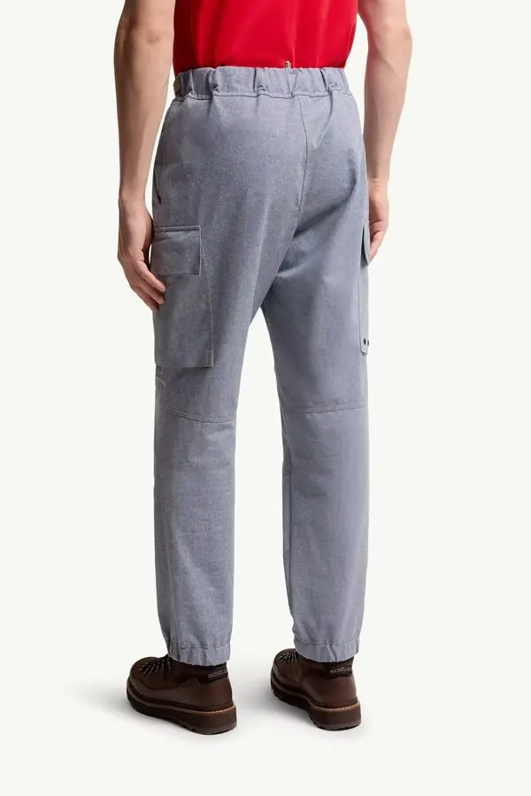 Moncler Logo-patch Belted Cargo Trousers - Light Blue
