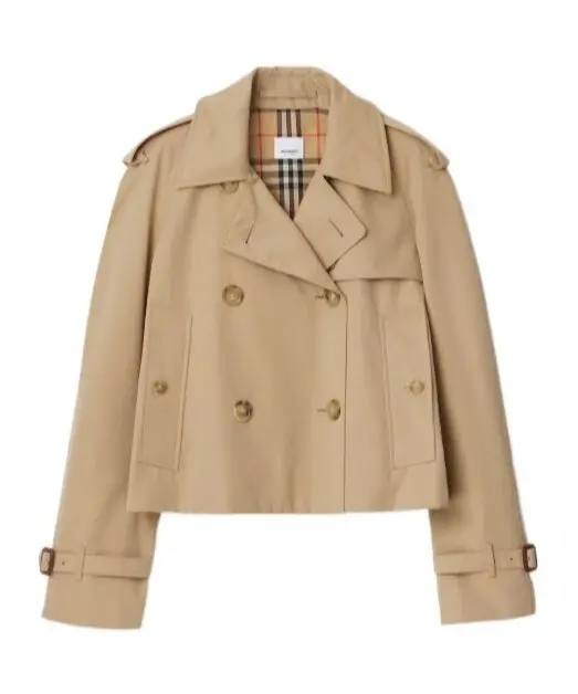 Burberry Cropped Gabardine Trench Jacket - Honey
