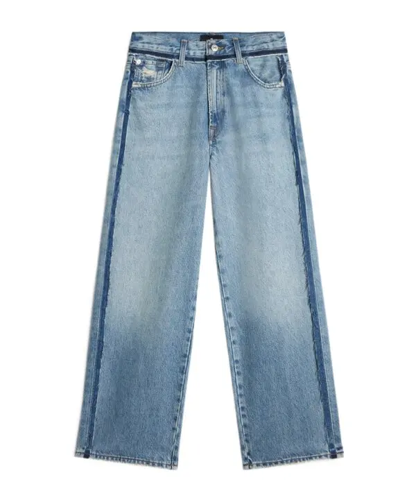 7 For All Mankind Stripe Detail Jeans - Light Blue
