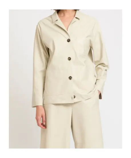 YVES SALOMON Leather Button Jacket - White