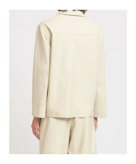 YVES SALOMON Leather Button Jacket - White