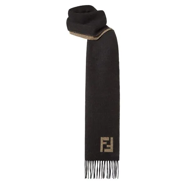 Fendi Ff Motif Fringed-edge Scarf - Light Brown