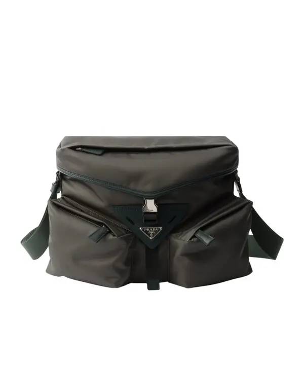 Prada Re-nylon And Leather Shoulder Bag - Forest Green