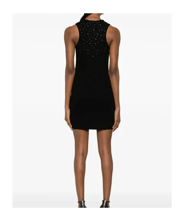 Off-White Logo Embroidered Embellished Sleeveless Dress