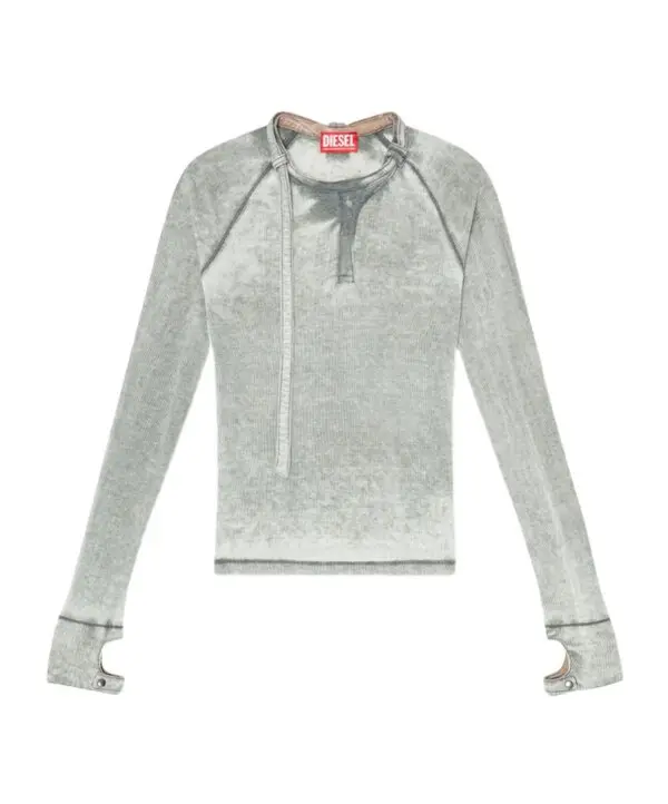 DIESEL® Ribbed Knit Sweater With Zip Detail And Thumbholes