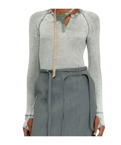 DIESEL® Ribbed Knit Sweater With Zip Detail And Thumbholes