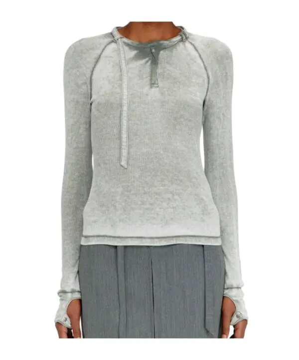 DIESEL® Ribbed Knit Sweater With Zip Detail And Thumbholes