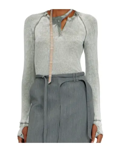 DIESEL® Ribbed Knit Sweater With Zip Detail And Thumbholes