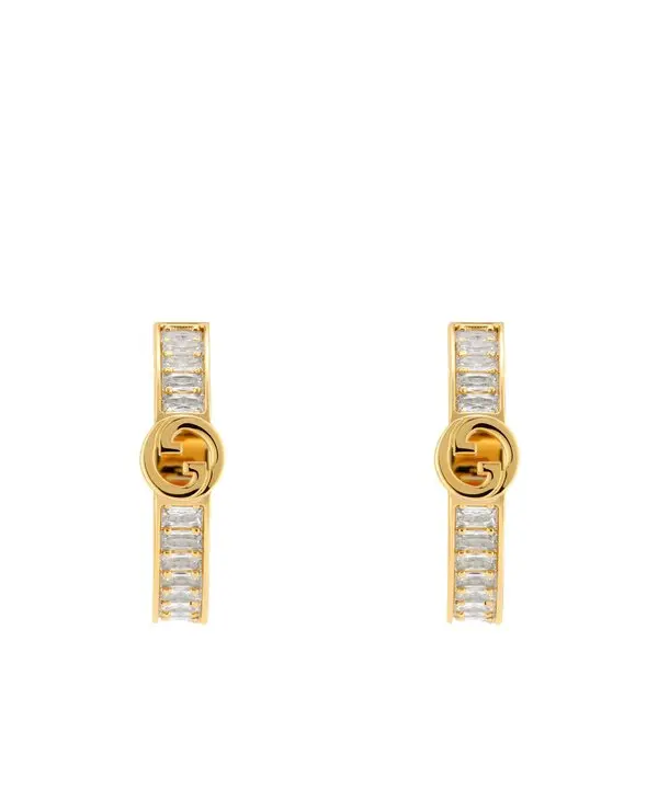 Gucci Blondie Crystal Hoop Earrings - Golden