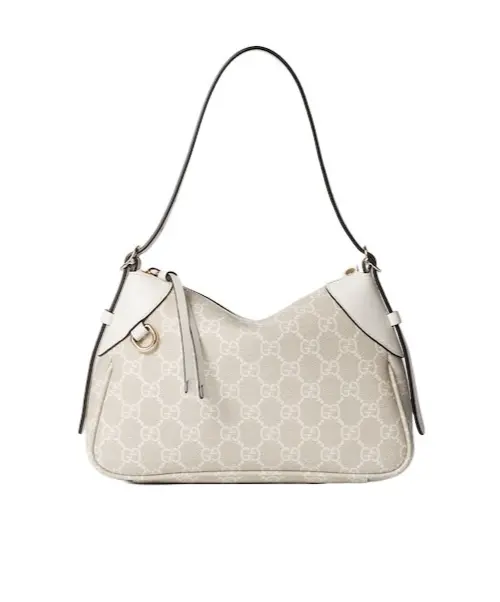 Gucci Gg Emblem Small Shoulder Bag - Beige/white