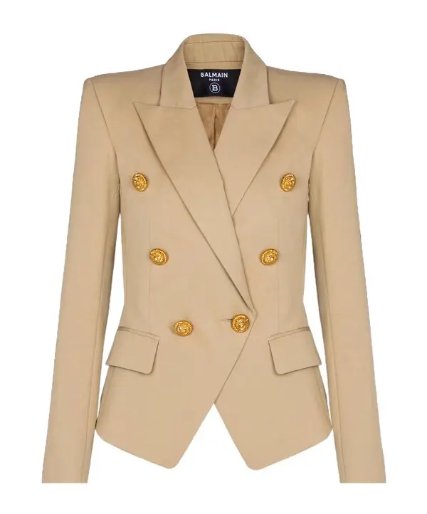 Balmain Gabardine 6-button Double-breasted Jacket - Beige