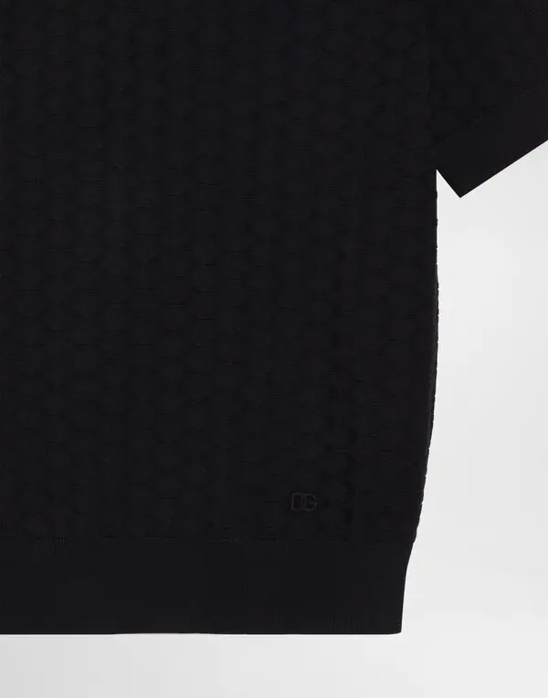 Dolce & Gabbana Micro-dot Stitch Silk Polo Shirt