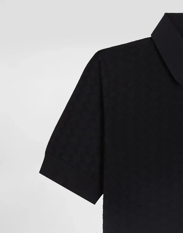 Dolce & Gabbana Micro-dot Stitch Silk Polo Shirt