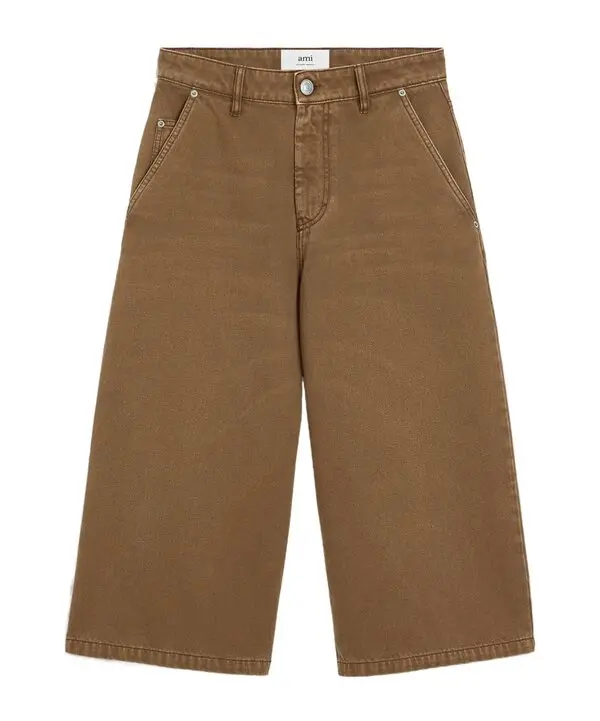 AMI Paris Wide Leg Bermuda Pants - Hazelnut