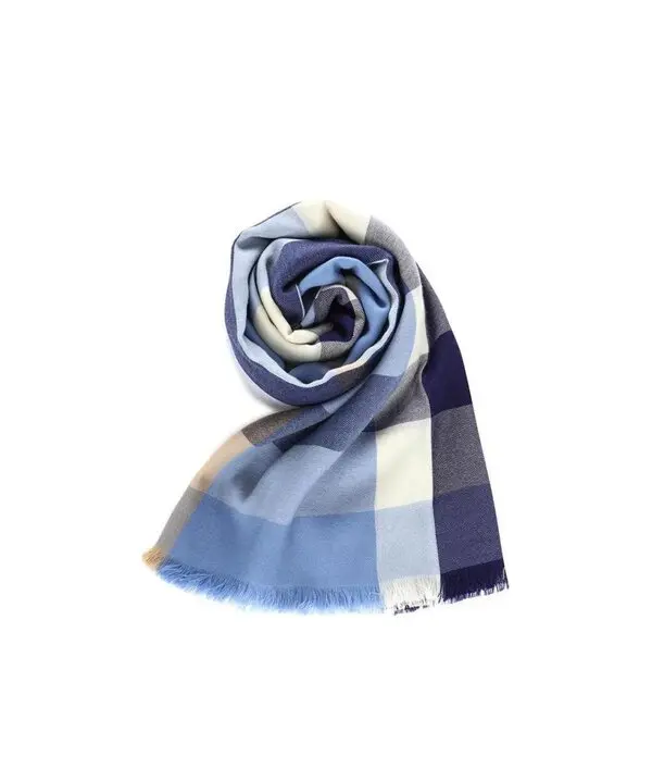 Burberry Check Cashmere Scarf - Blue