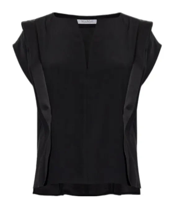 Max Mara V-neck Panel Blouse - Black