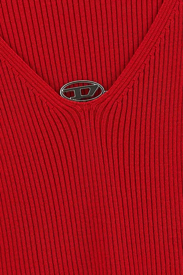 DIESEL® Ribbed Sweater With Cutout Detail - Red