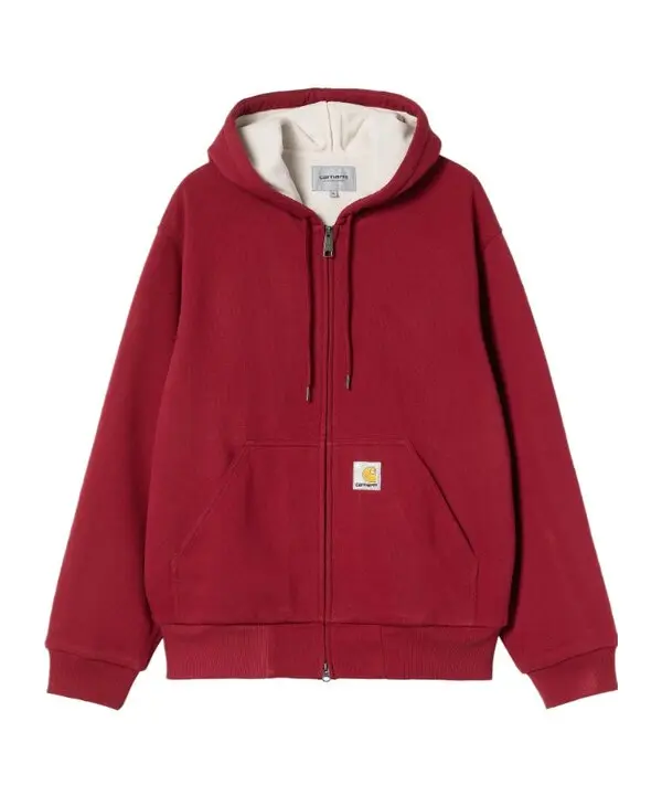 Carhartt Work In Progress Logo Patch Zipped Hoodie - Scarlet