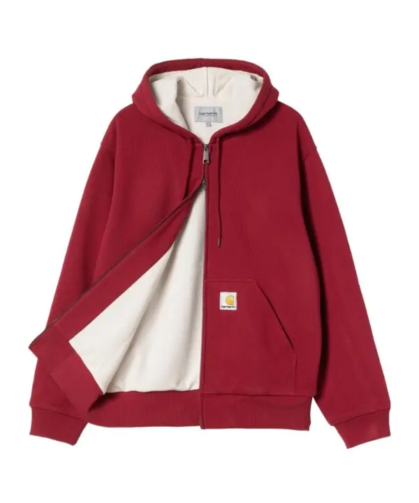Carhartt Work In Progress Logo Patch Zipped Hoodie - Scarlet