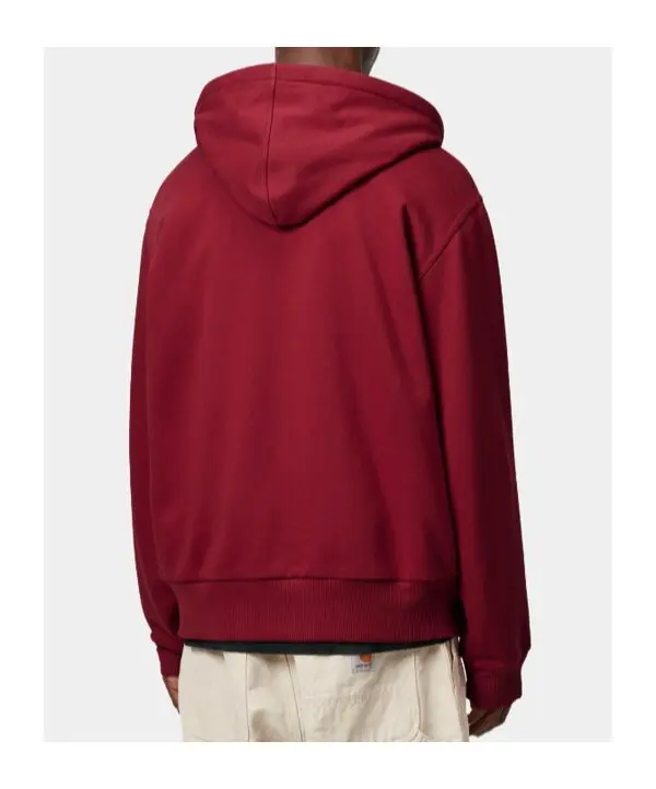 Carhartt Work In Progress Logo Patch Zipped Hoodie - Scarlet