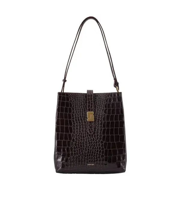Soeur Bello Embossed Shoulder Bag - Black