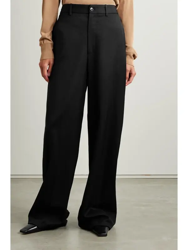 NILI LOTAN Wide-leg Wool Twill Casual Pants