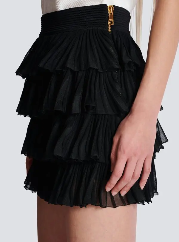 Balmain Ruffled Knit Mini Skirt