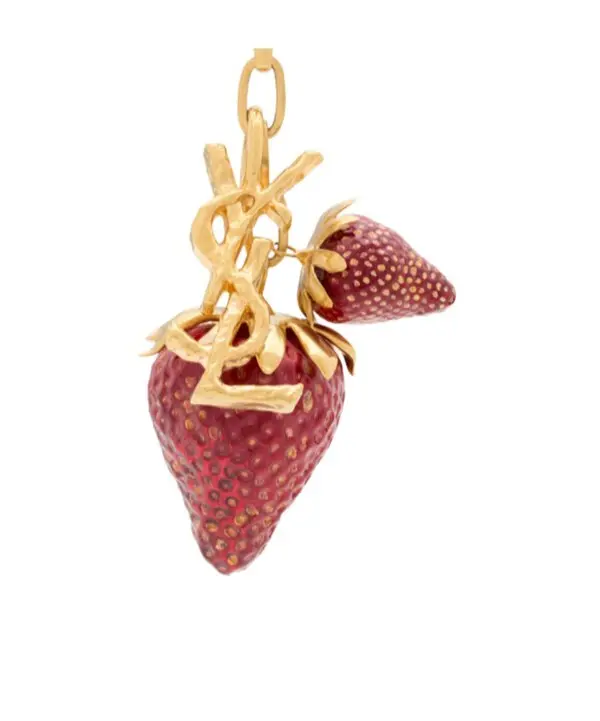 Saint Laurent Strawberry Ornament - Red And Gold Patina