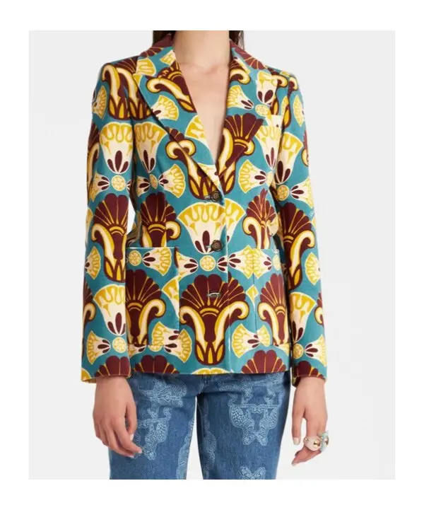 La DoubleJ Graphic Print Single-breasted Blazer - Light Blue