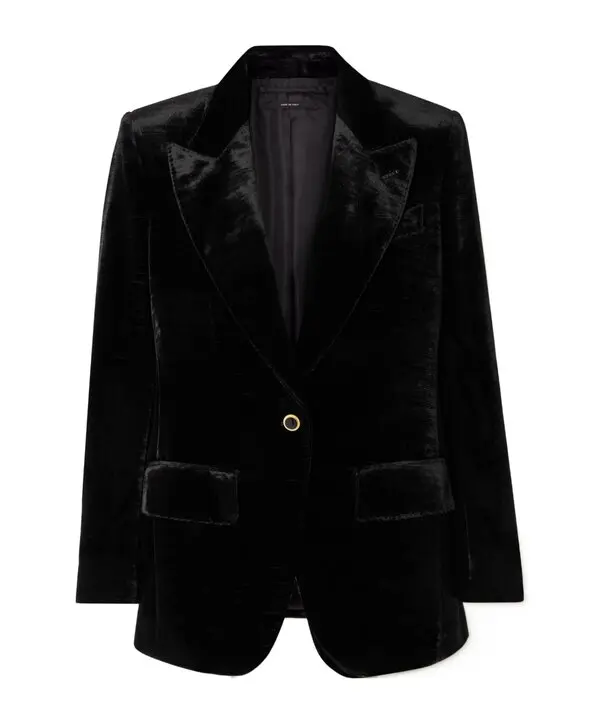 TOM FORD Wool Blend Velvet Suit Jacket - Black