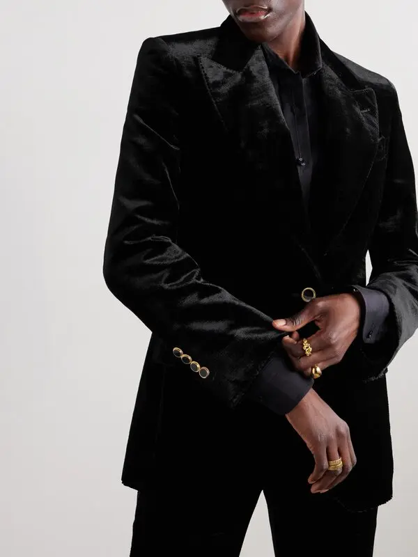 TOM FORD Wool Blend Velvet Suit Jacket - Black