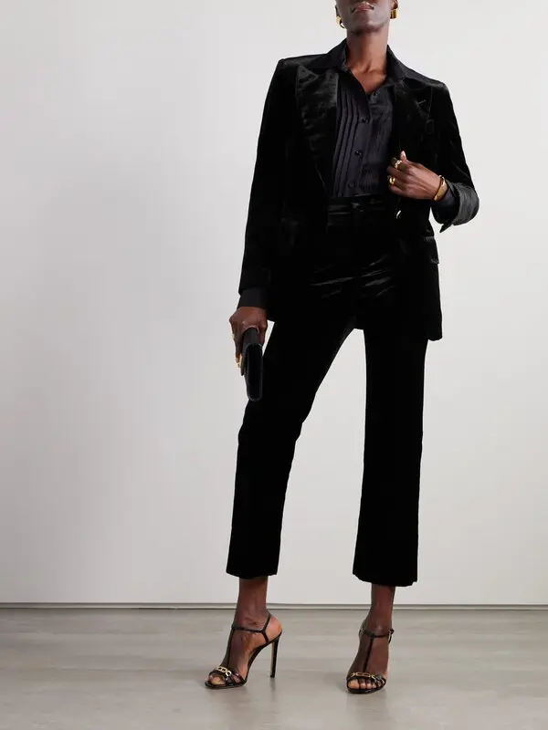 TOM FORD Wool Blend Velvet Suit Jacket - Black