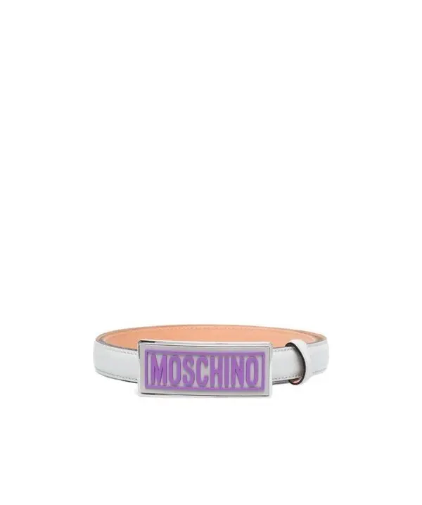 Moschino Enamelled Buckle Belt - Gray
