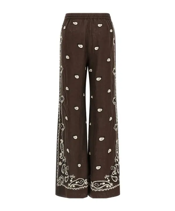 P.a.r.o.s.h Wide Leg Bandana Print Pants - Brown