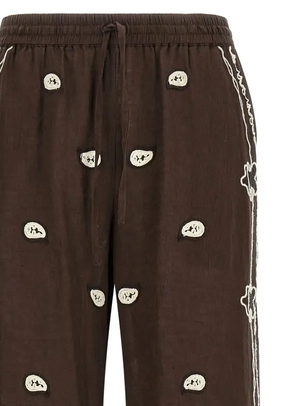 P.a.r.o.s.h Wide Leg Bandana Print Pants - Brown