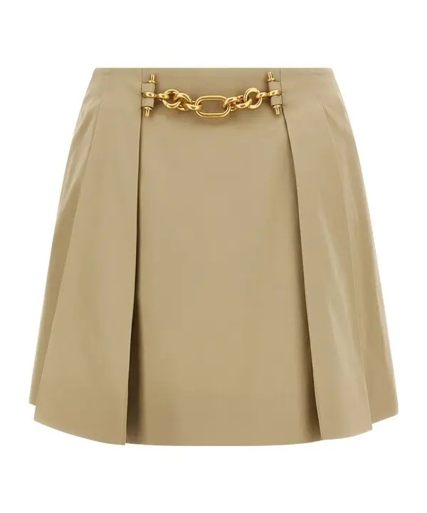 Balmain Pleated Chain Mini Skirt - Beige