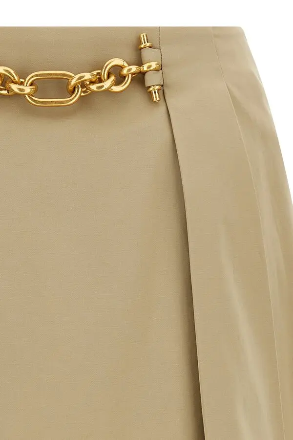 Balmain Pleated Chain Mini Skirt - Beige
