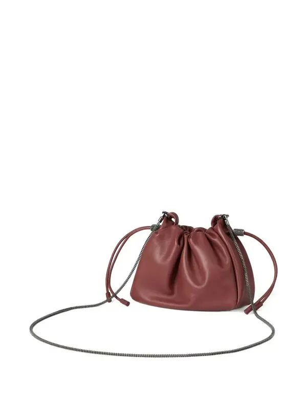 Brunello Cucinelli Mellow Drawstring Small Bucket Bag - Red