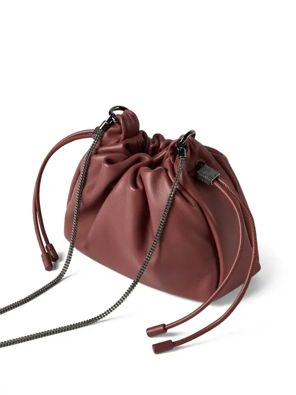 Brunello Cucinelli Mellow Drawstring Small Bucket Bag - Red