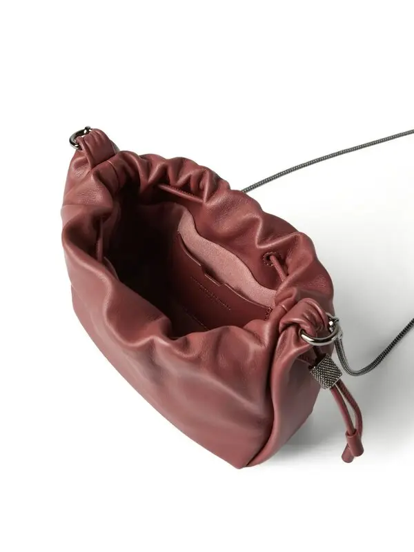 Brunello Cucinelli Mellow Drawstring Small Bucket Bag - Red