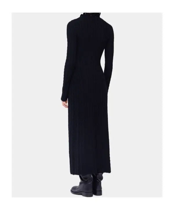 Rabanne Knitted Long Dress With Chain Detail - Black