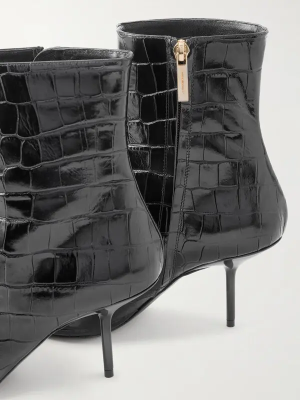 Victoria Beckham Crocodile-effect Ankle Boots
