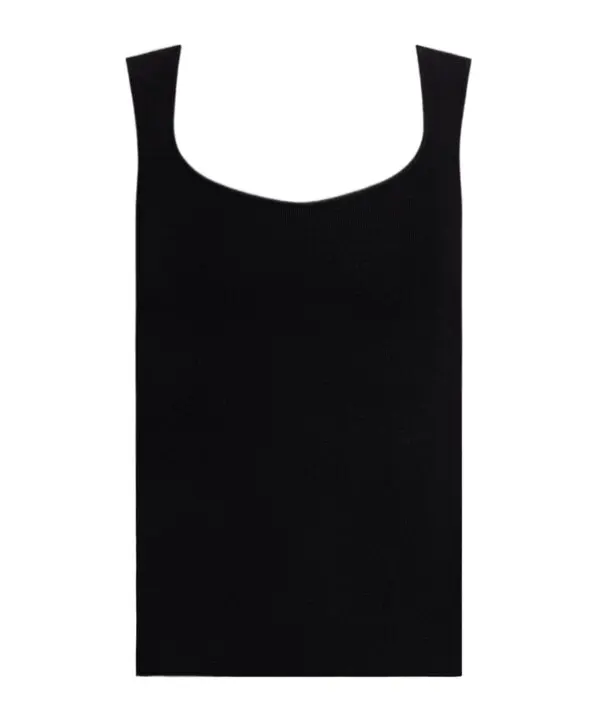 RÓHE Scoop Neck Side-slit Top - Black