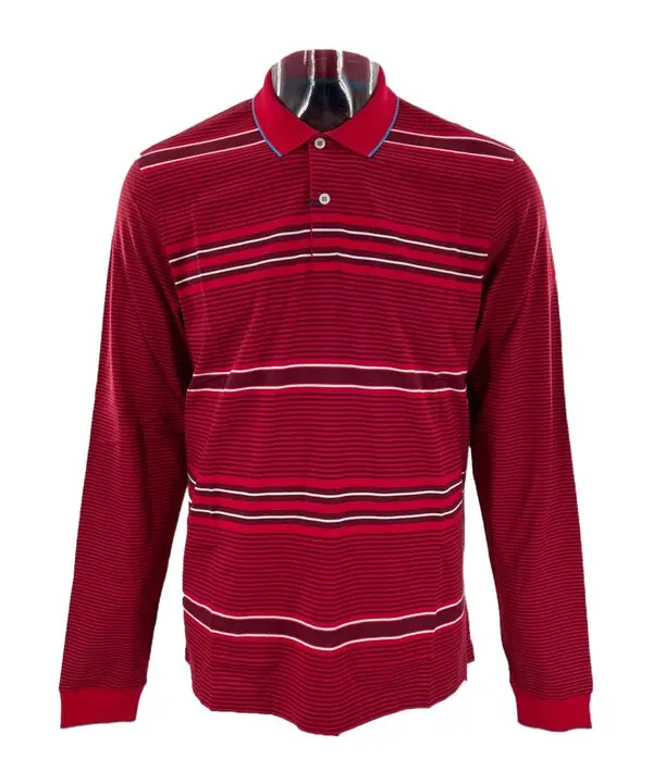 Dunhill Striped Long-sleeved Polo Shirt - Red