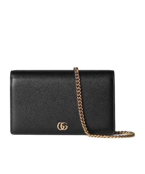 Gucci Gg Marmont Chain Wallet - Black And Red