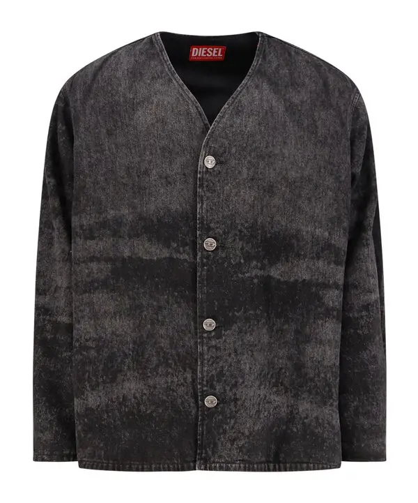DIESEL® V-neck Button-up Jacket - Black
