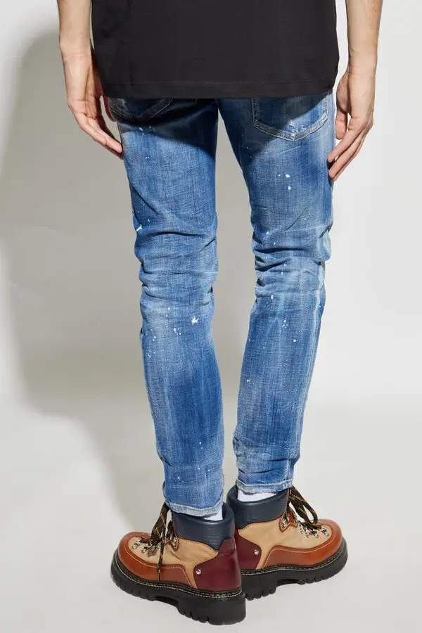 Dsquared2 Medium Spots Wash Skater Distressed Jeans - Blue